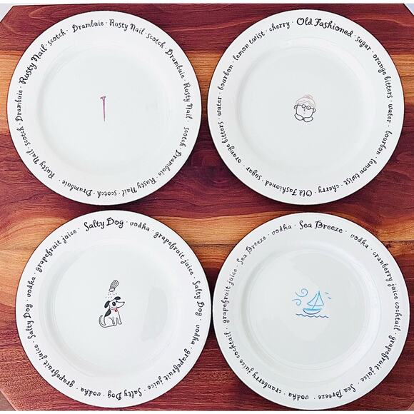 Pottery Barn | Dining | Pottery Barn Drinks Lingo Plates Rusty Nail ...